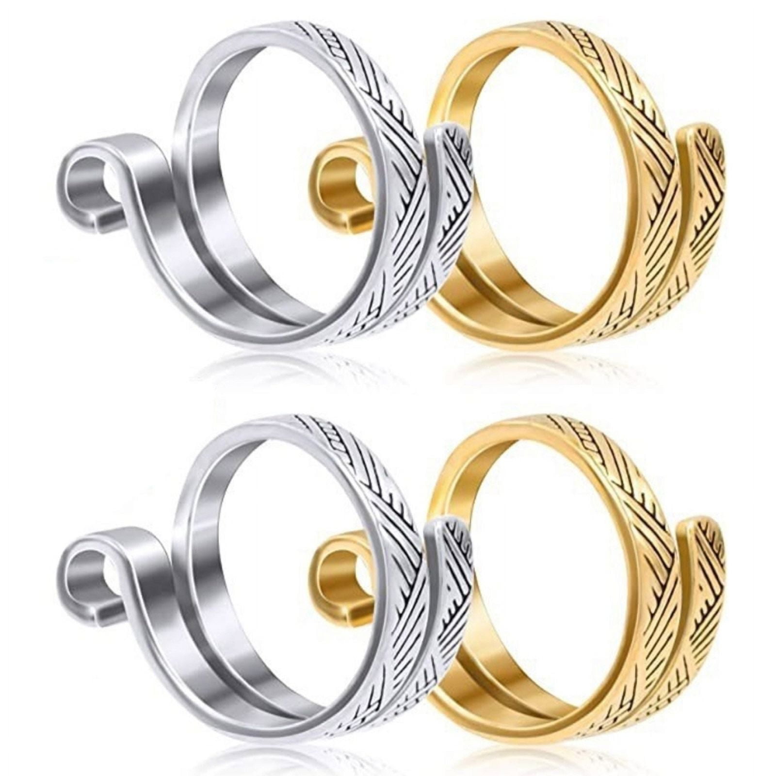 Qisuw Adjustable Crochet Rings Thimble Metal Yarn Guide Finger Holder ...