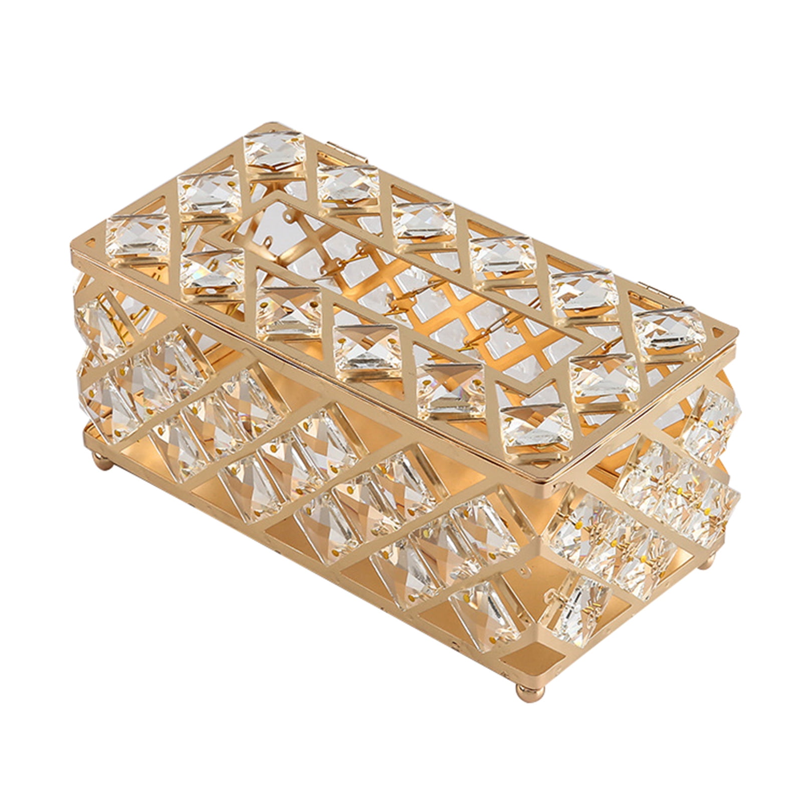 Qisuw Crystal Tissue Box with Lid Rectangular Decorative Napkin Holder ...