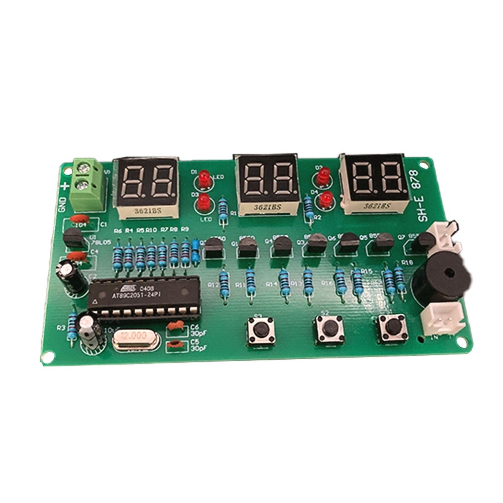 Qisuw DC5V-12V DIY Kits AT89C2051 Electronic PCB Board Production Clock ...