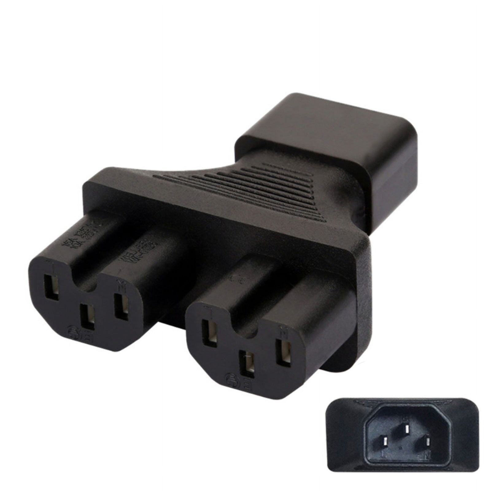 Qisuw IEC320 C14 to Double C15/C13/Nema 5-15R AC Power Supply Adapter ...