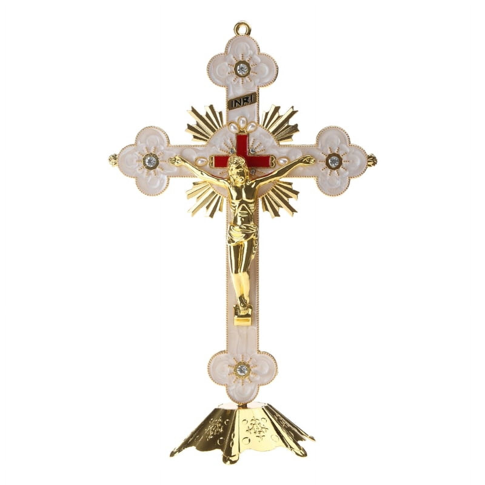 Qisuw Large Cross with Stand Jesus Catholic Christian Standing Cross ...