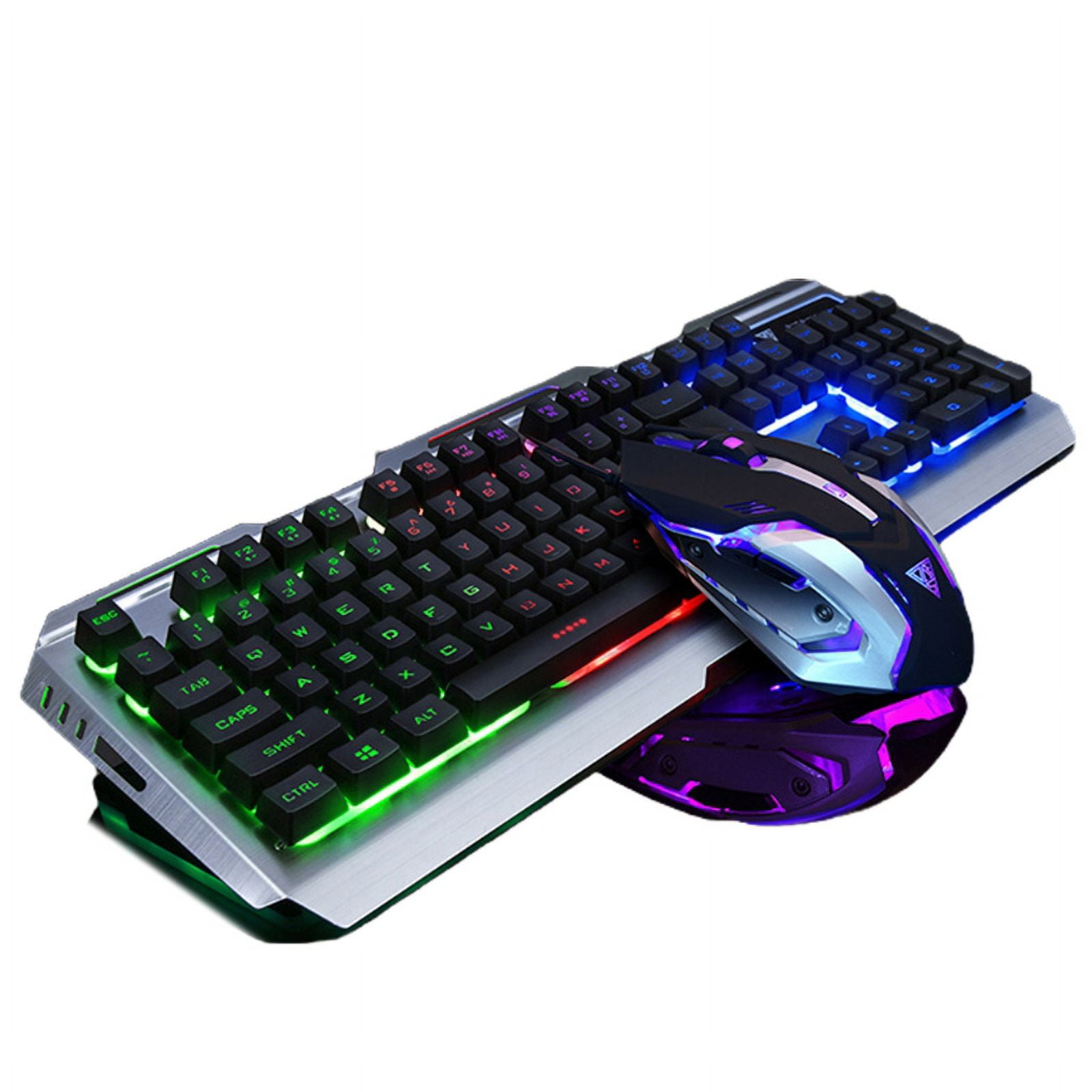 Qisuw Mechanical Keyboard and Mouse Set V1 104 Keys USB Wired RGB LED ...