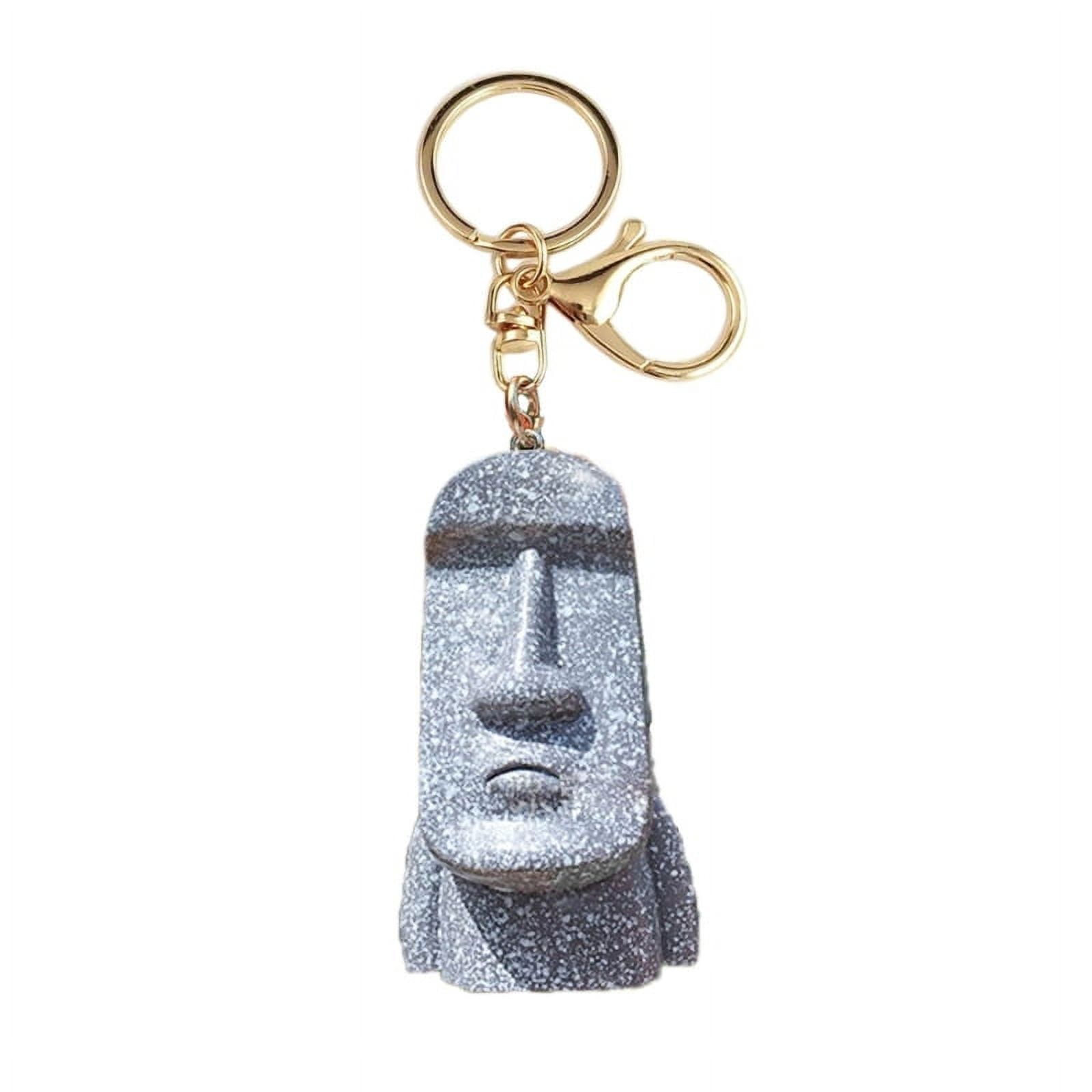 Qisuw Rapa Statue Keyring Map Key Holder Resin Alloy Material Bag Charm ...