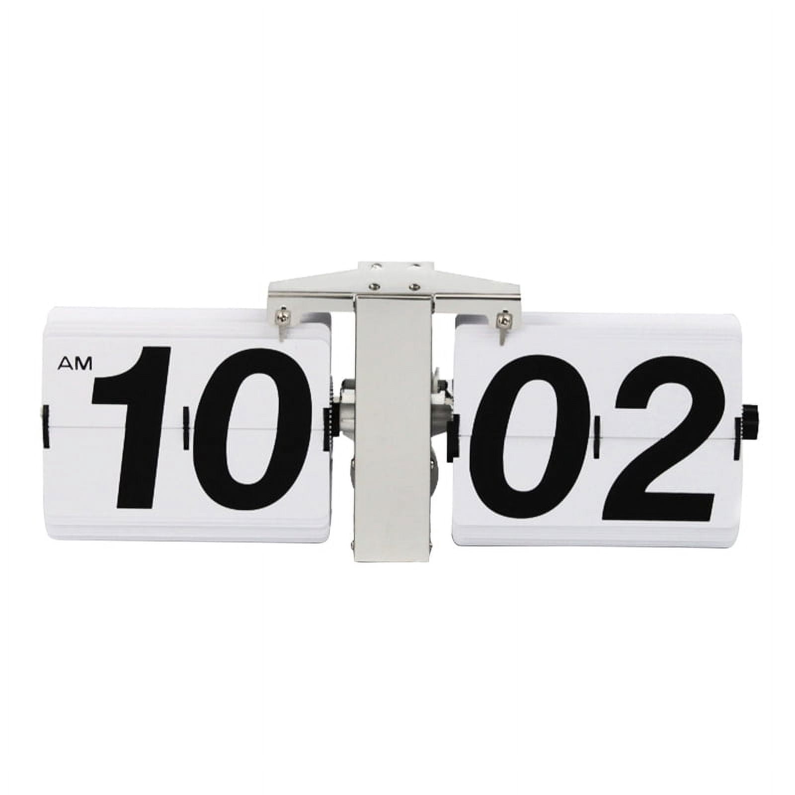 Qisuw Table Top Flip Clock Retro Digital Display Stainless Steel Frame ...
