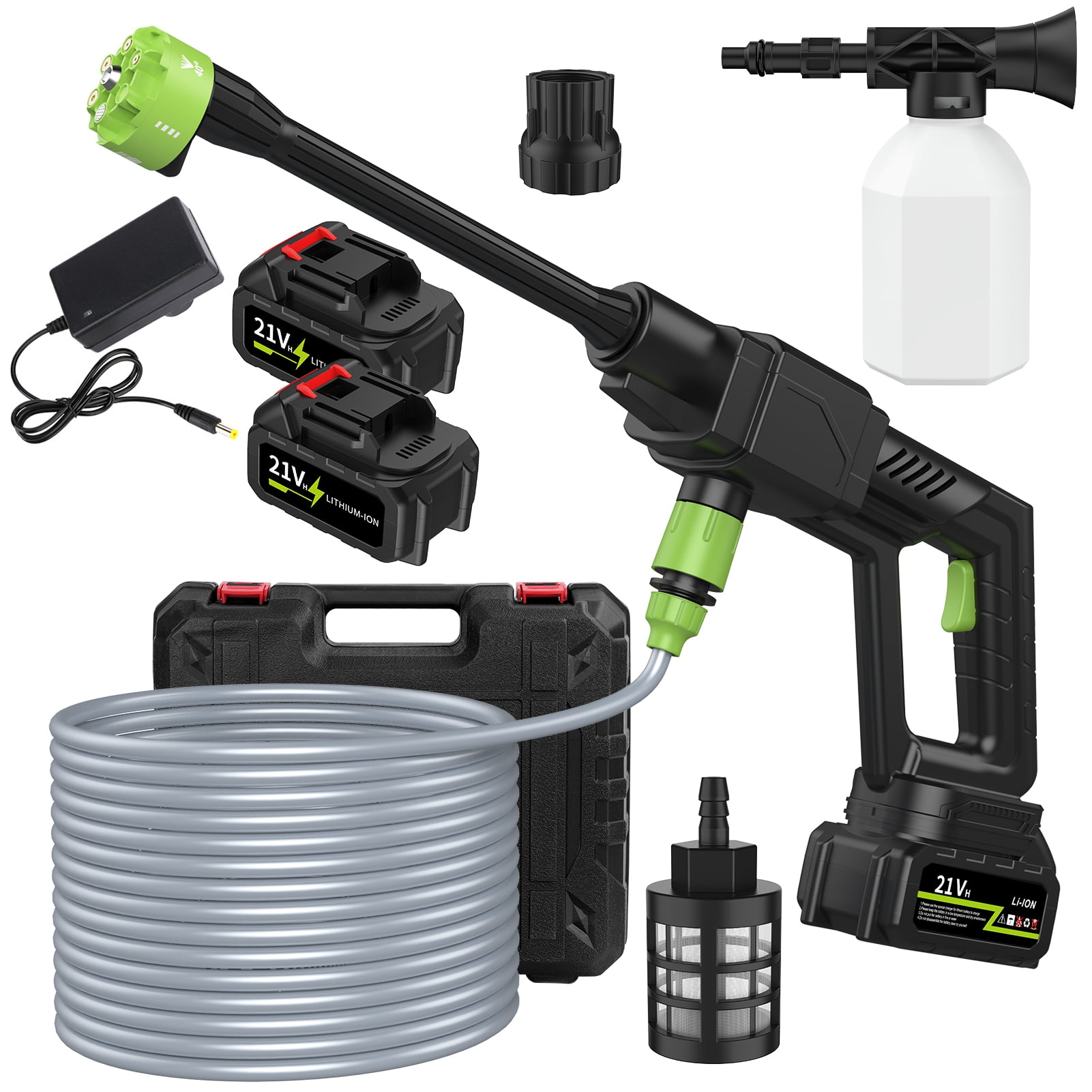 Qiuikloi 21V Cordless Pressure Washer 500PSI 1GPM Electric Power Washer ...