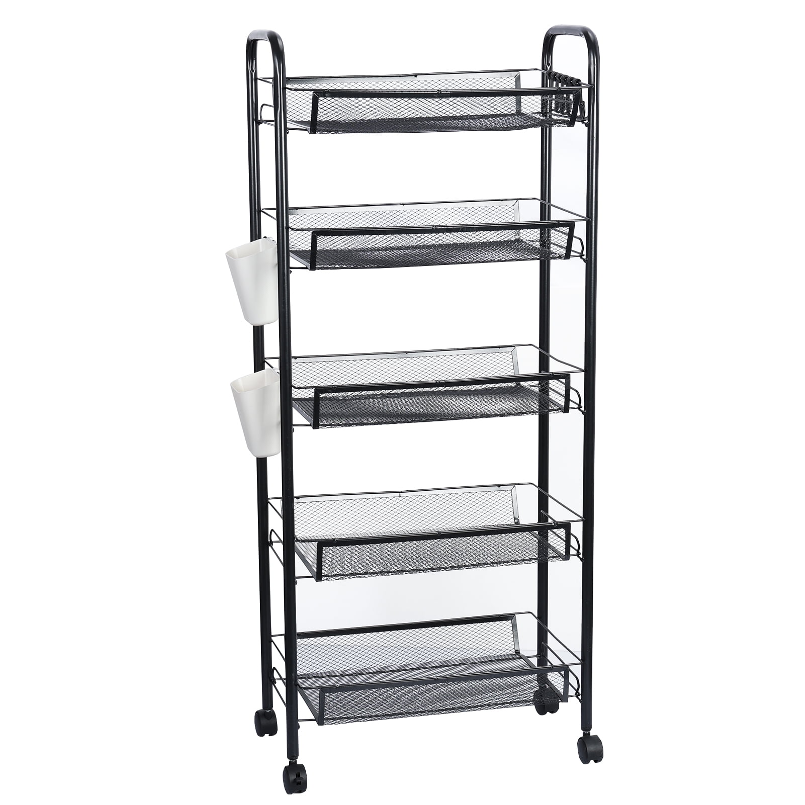Qiuikloi Kitchen Storage Cart 3/4/5 Tier Stackable Metal Mesh Storage ...