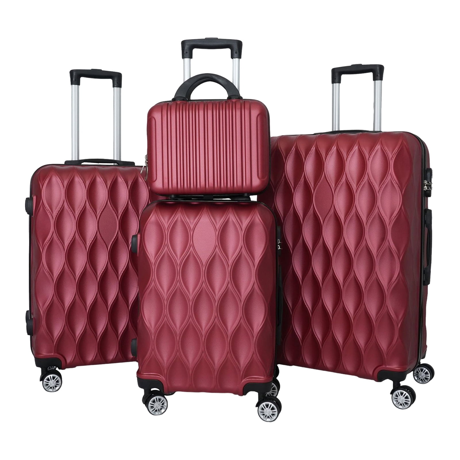 Qiuikloi Luggage 4 Piece Sets, ABS Suitcases with Spinner Wheels, Hard ...