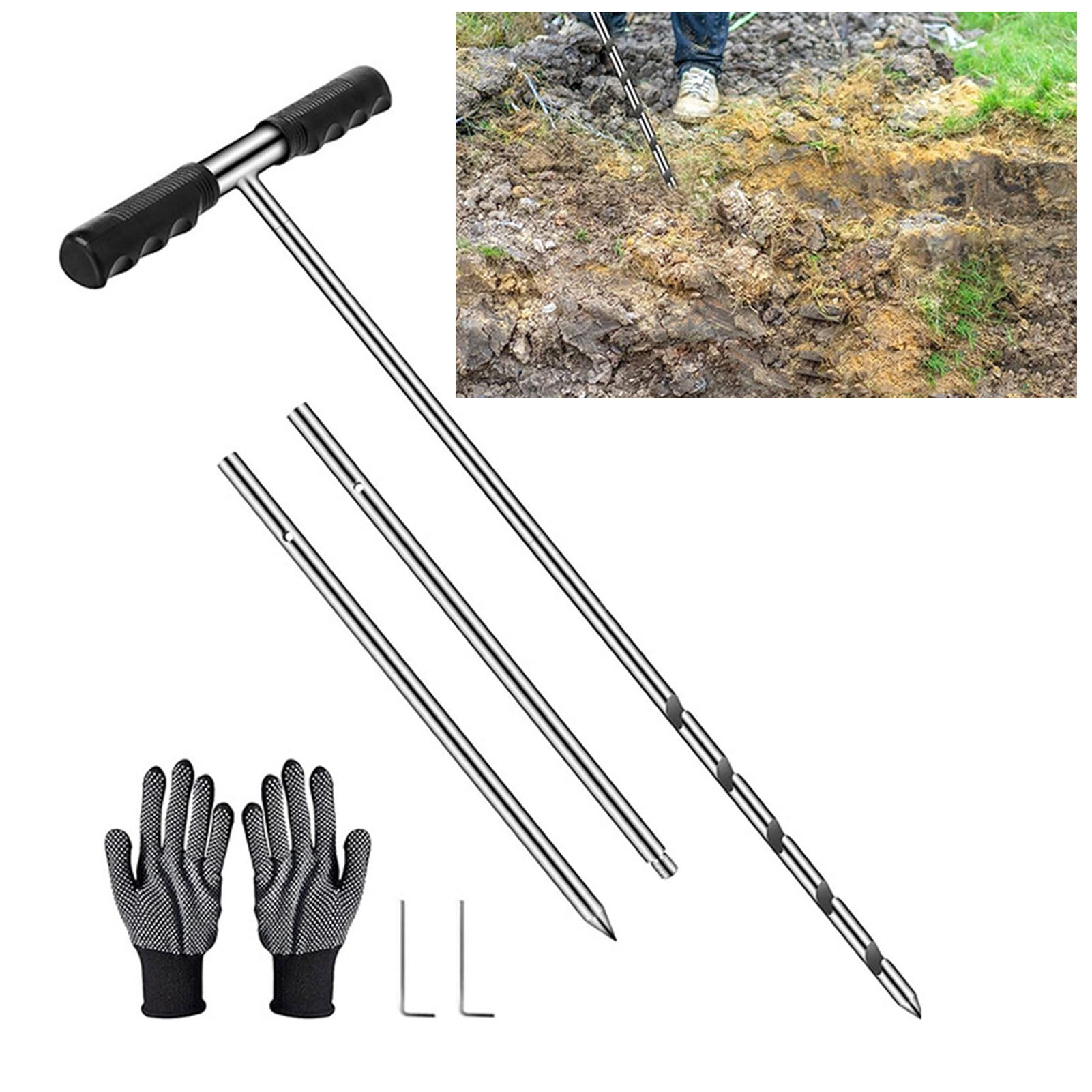 Qiuikloi Stainless Steel Soil Sample Probe and Combined Probe Rod ...