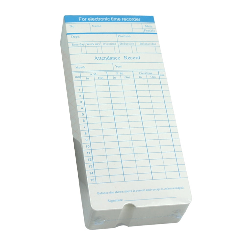 Qius 100 Sheets Time Attendance Cards Time Attendance Record Cards for ...