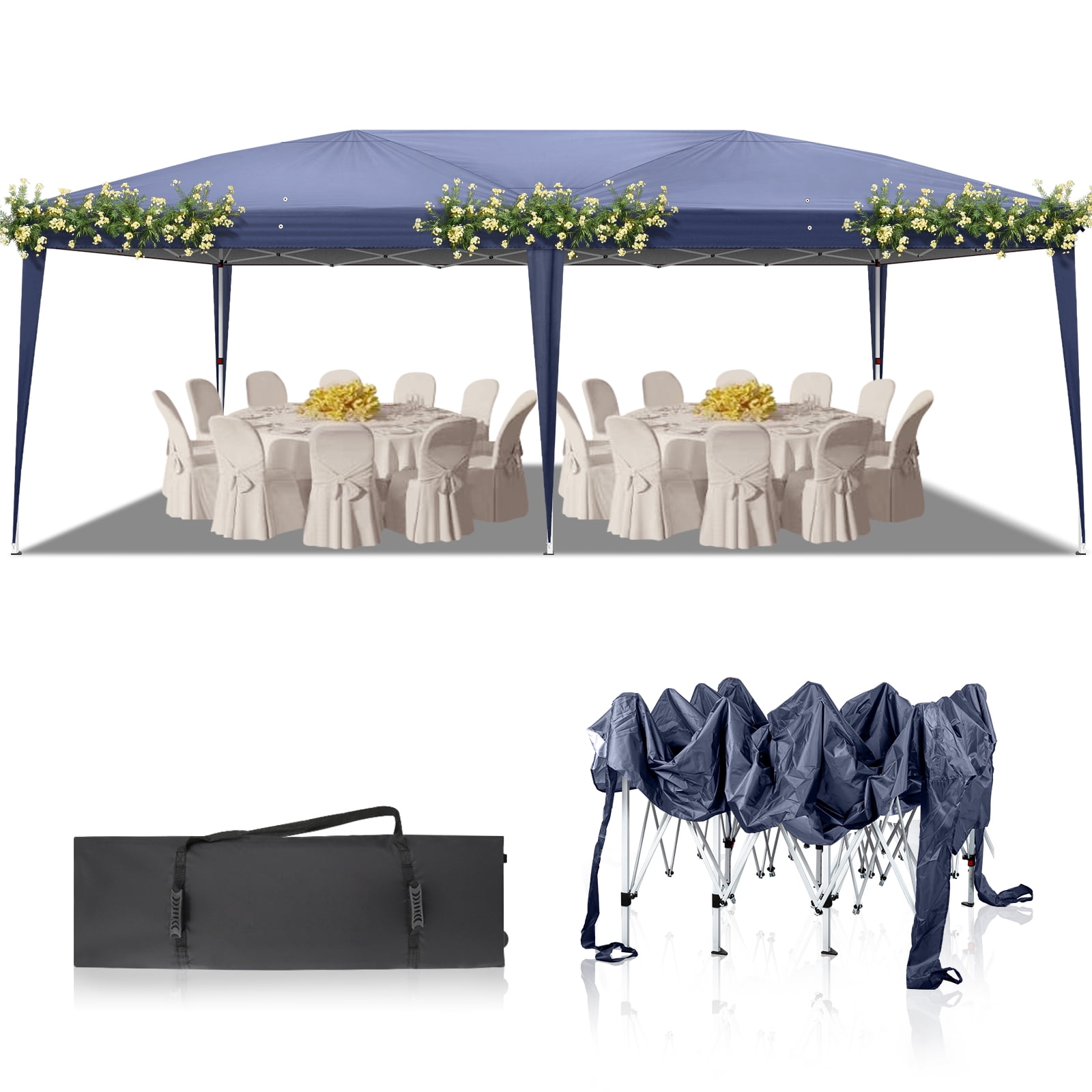 Qiushi 10x20 FT Instant Pop Up Canopy Tent, Heavy Duty Waterproof ...