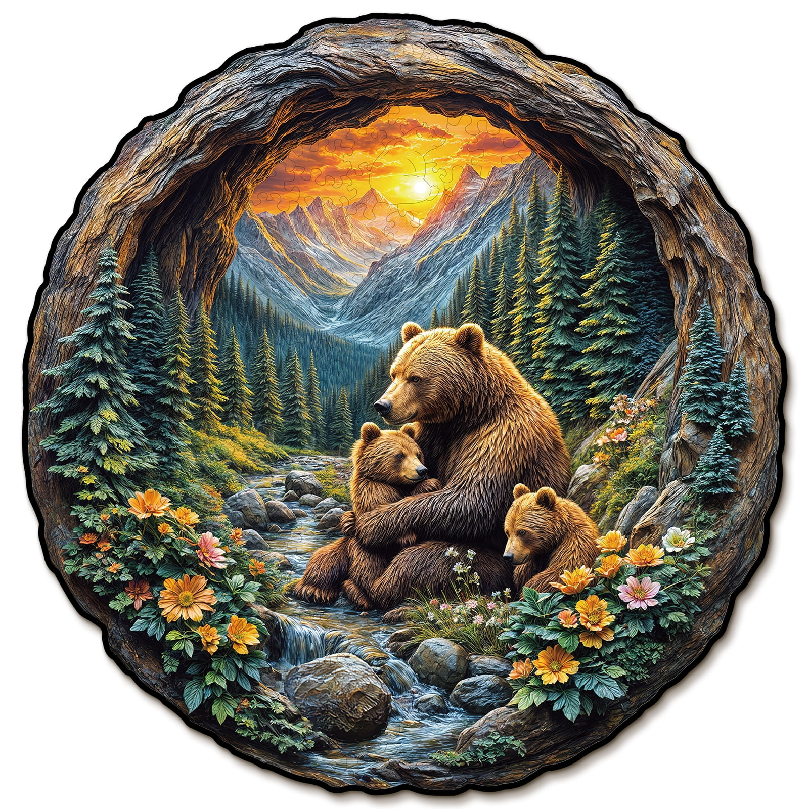 Qiushi 3D Bear Embrace Puzzle Wooden Jigsaw Puzzles for Adults and Kids ...