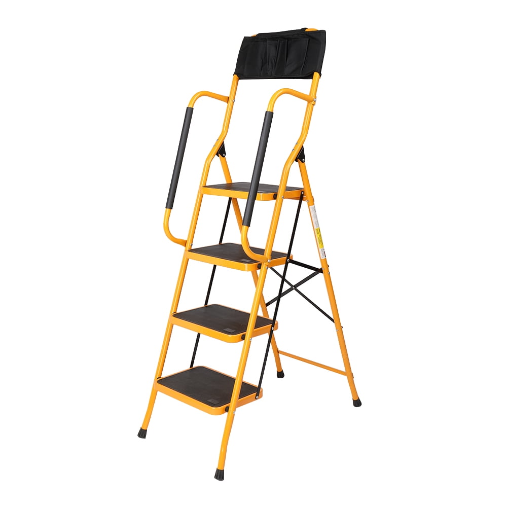 Qiushi 4-Step Folding Step Ladder with Handrails, 330 lbs Capacity ...