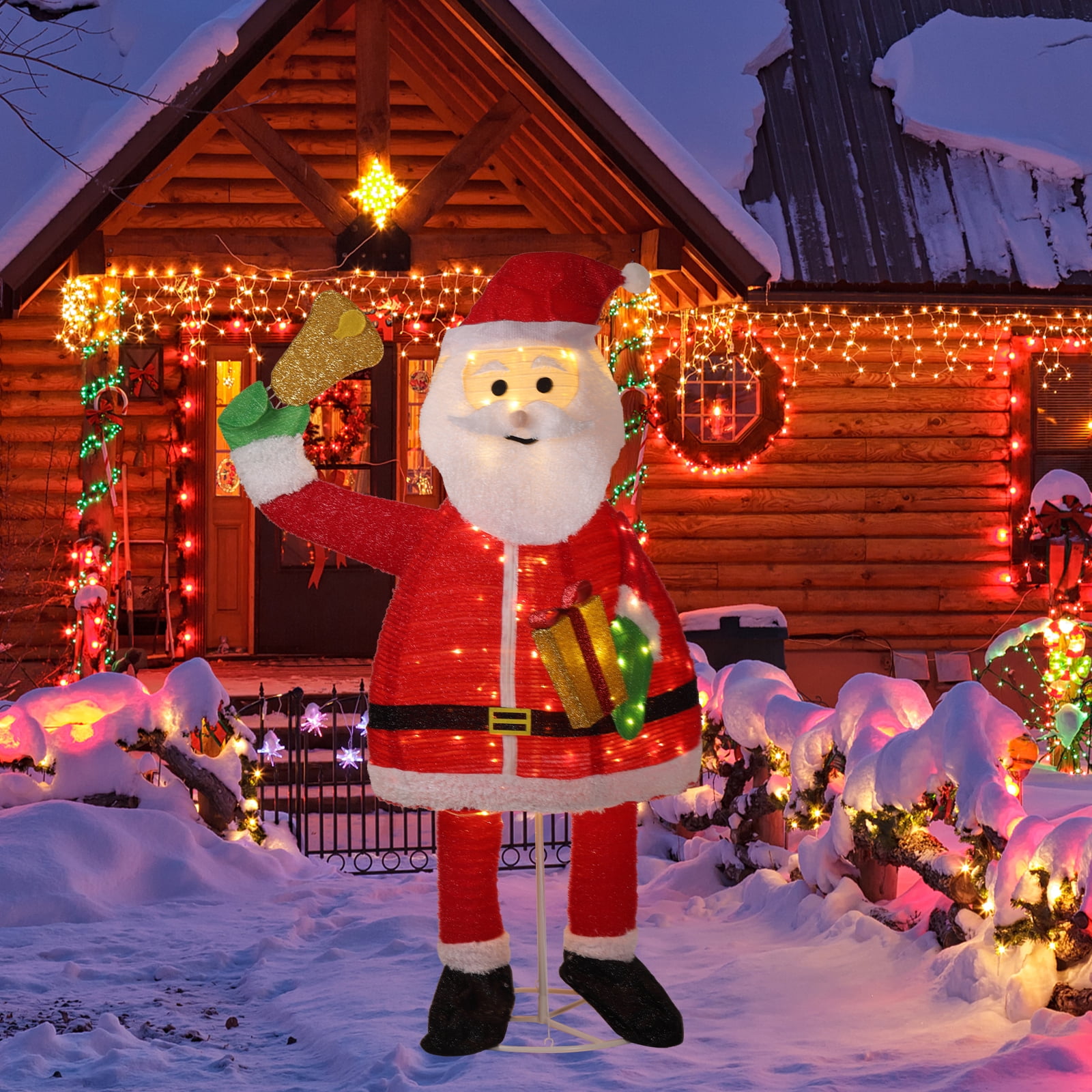 Qiushi 6FT Lighted Santa Claus Outdoor Christmas Decoration, Pre-lit ...