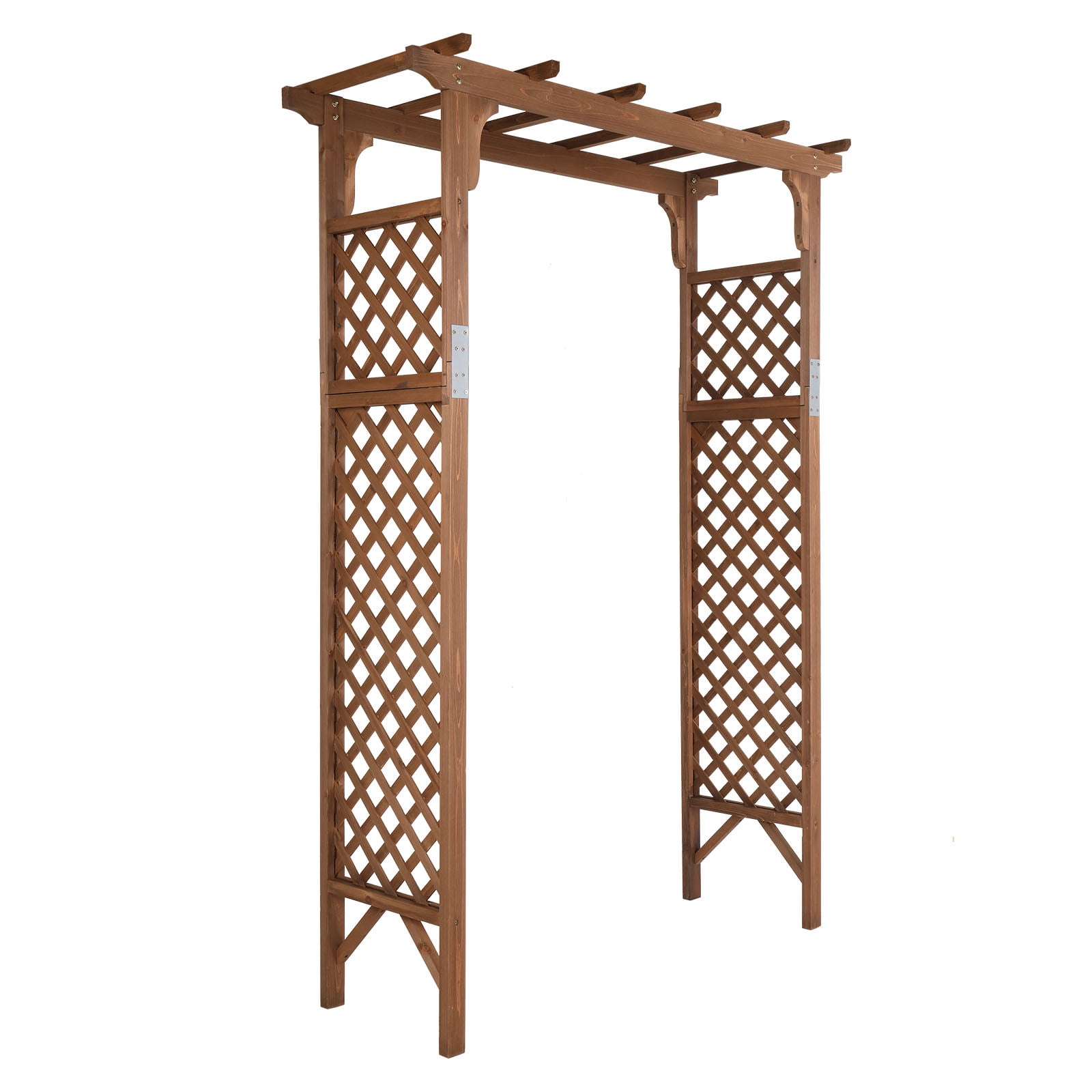 Qiushi 7 Ft Wooden Garden Arbor Arch, Outdoor Wood Arbour Archway ...