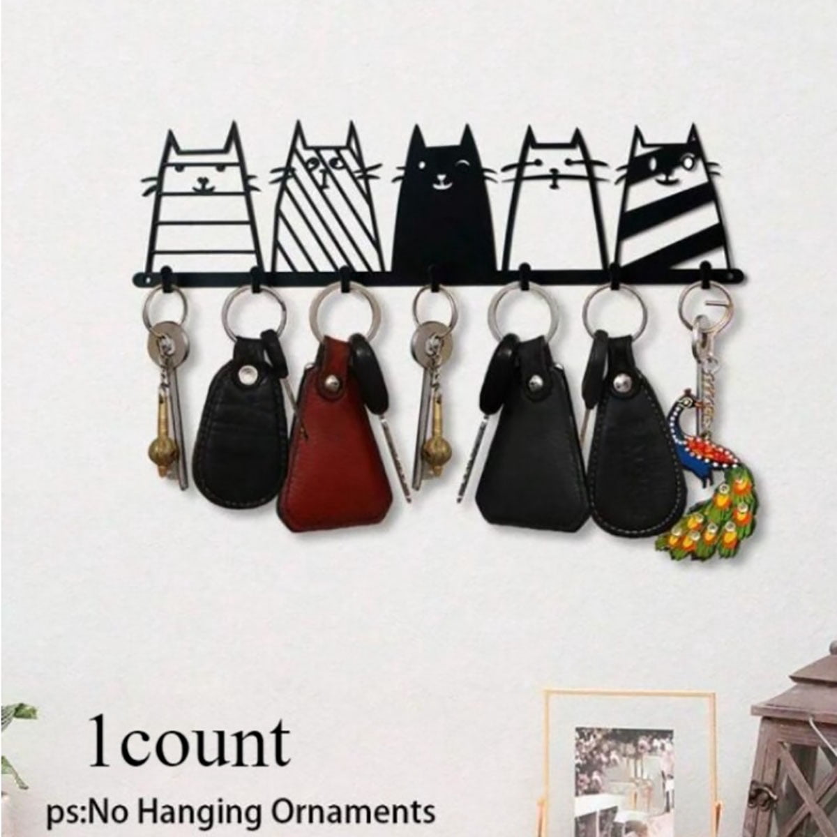 Qiushi 7 Hook Cat Wall Decor Key Rack, Cute Modern Wall-Mounted Coat ...