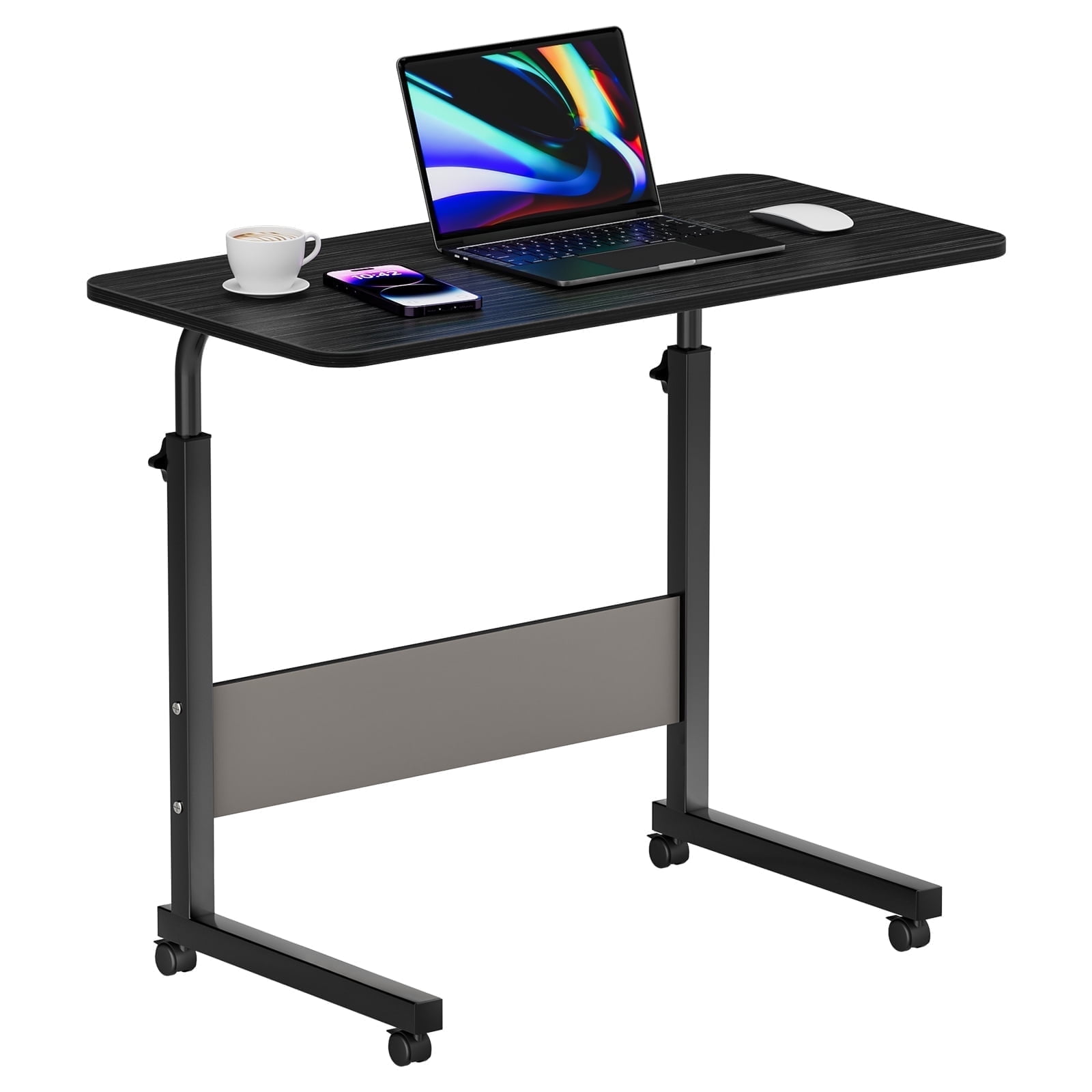 Qiushi Portable Couch Side Table Adjustable Tray Table on Wheels for ...