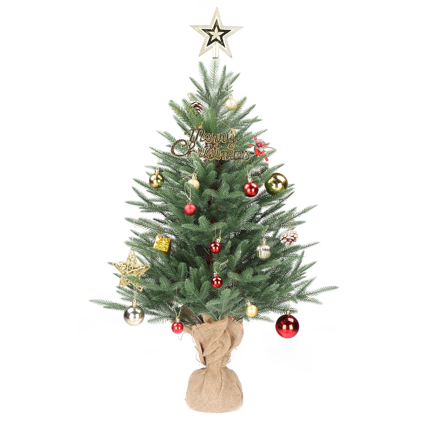 Qiushi Artificial Mini Christmas Tree 3ft Tabletop Desk Porch, 100 ...