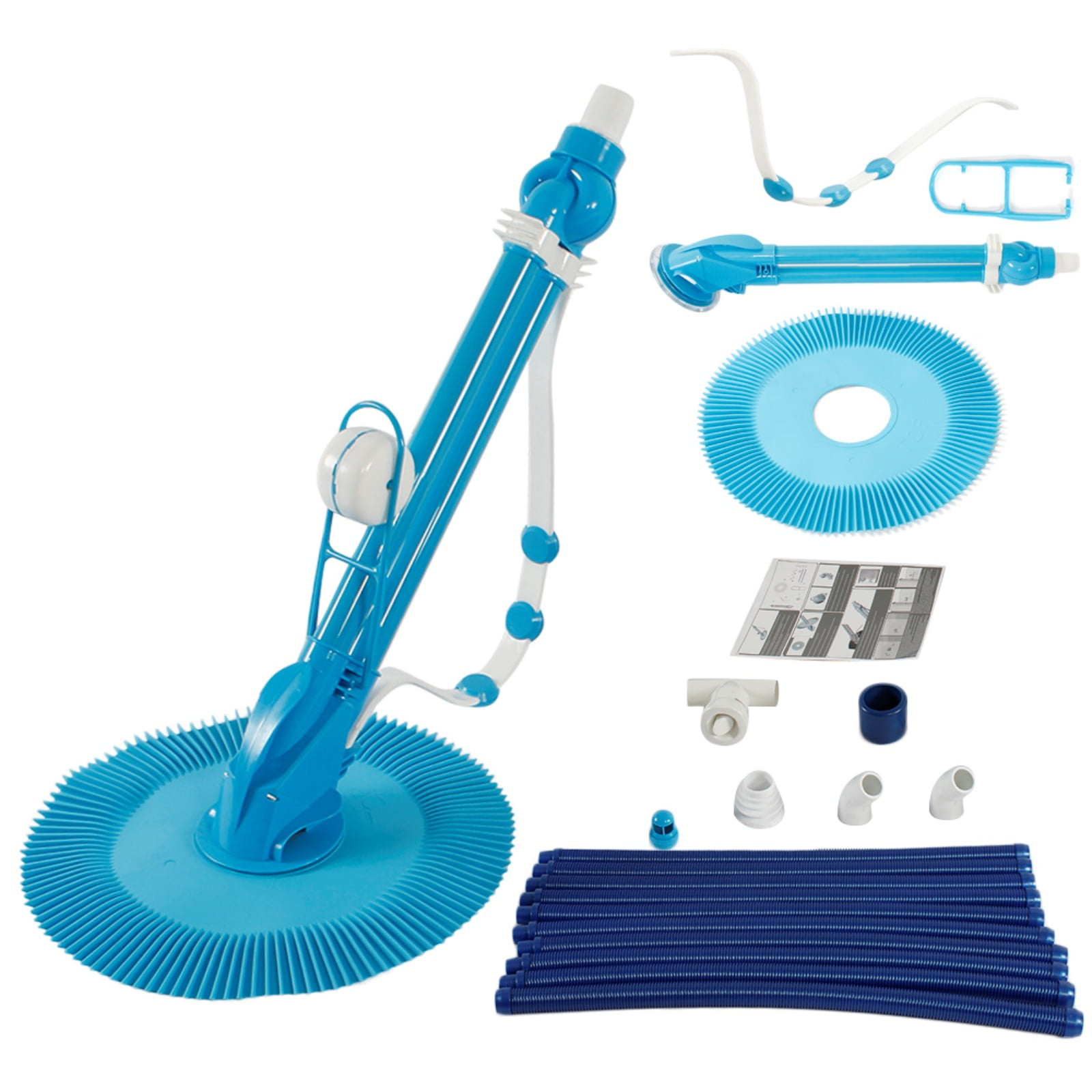 Qiushi Automatic Pool Vacuum Cleaner w/ 10 Hose, Powerful Suction Fit ...