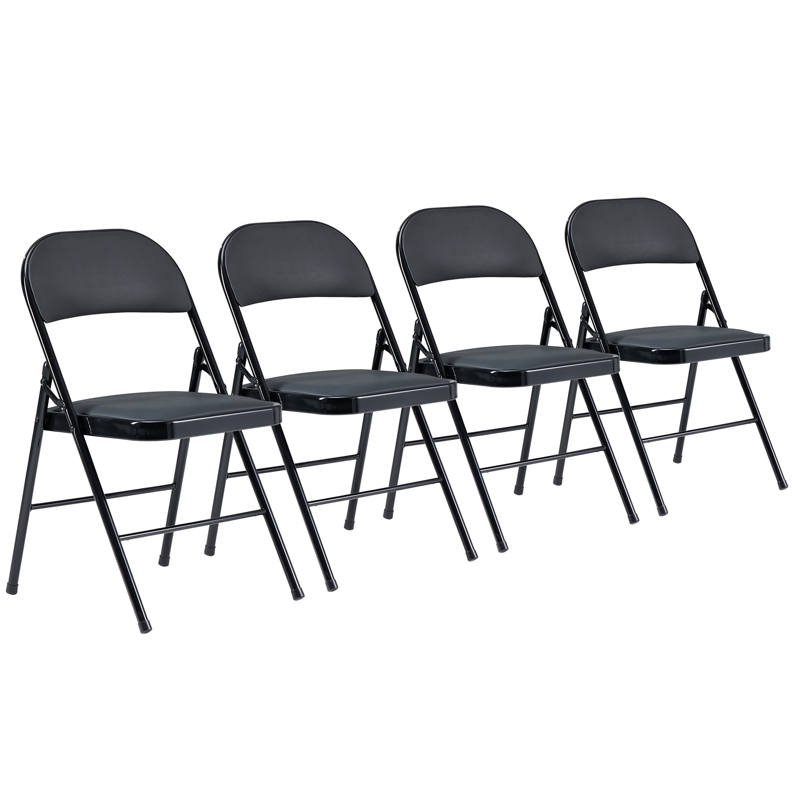 Qiushi Iron Folding & Stacking Chairs, Black (Set of 4) - Walmart.com