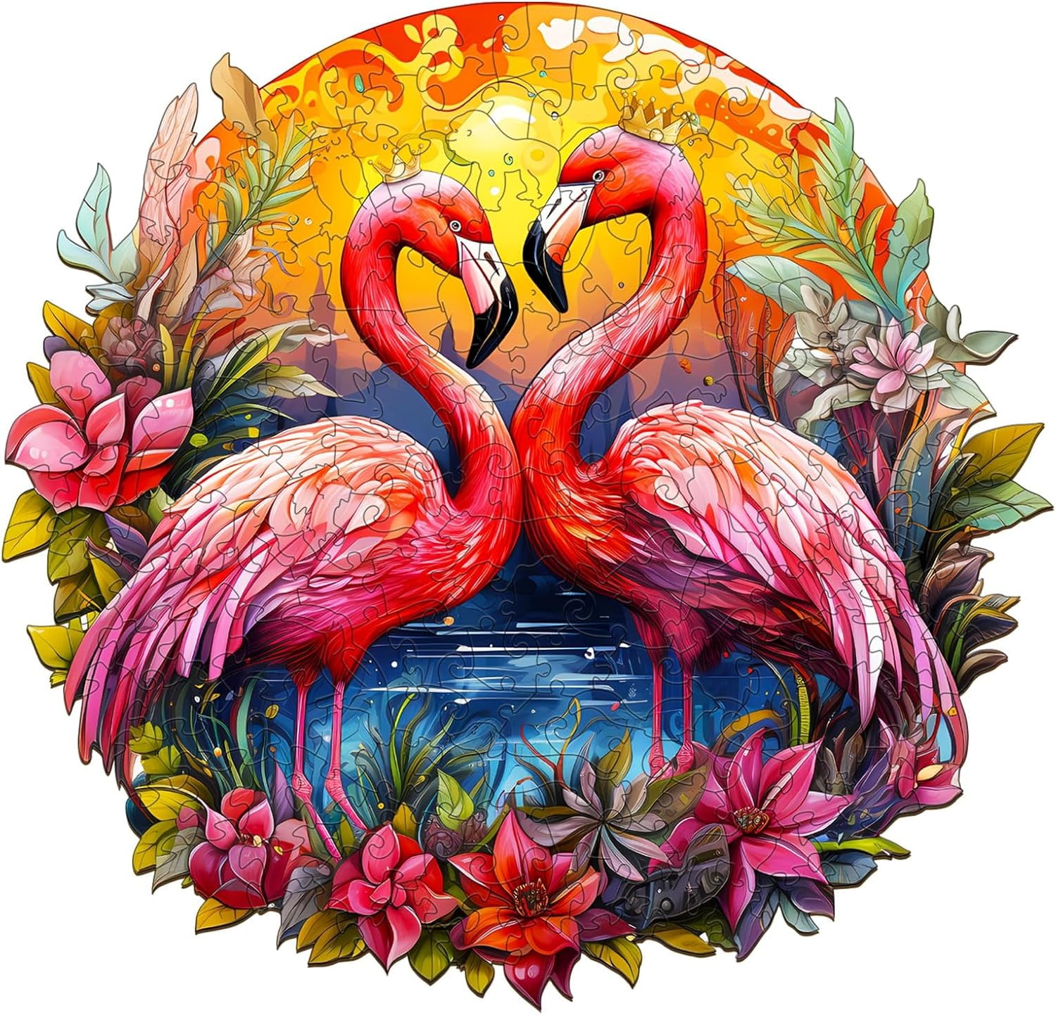 Qiushi Wooden Jigsaw Puzzle for Kids and Adults,Crowed Flamingo Puzzle ...