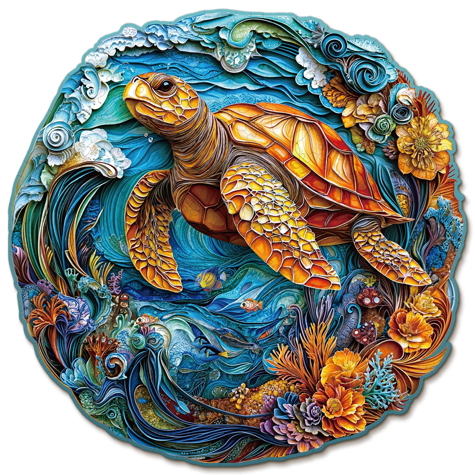 Qiushi Wooden Puzzles for Adults and Kids,Steady Sea Turtle Wooden ...