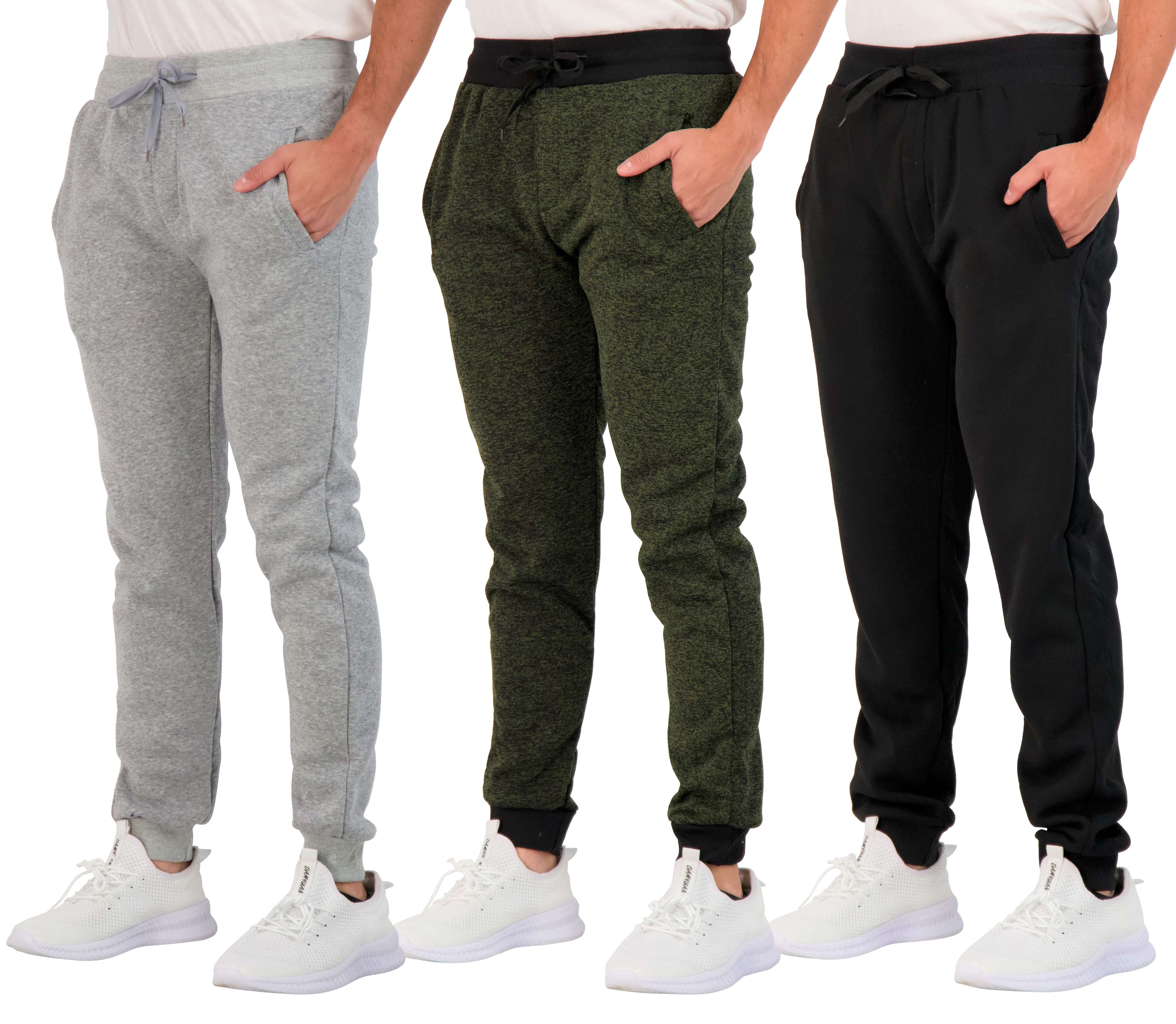 Real Essentials 3 Pack: Men's Tech Fleece Ultra-Soft Warm Jogger ...