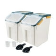 Qiveno 2 Pack Rice Storage Container with Measuring Cup 50 lb Flour ...
