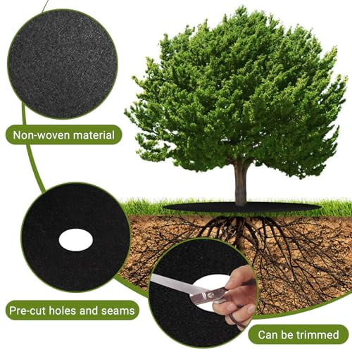 Qivine 12Pack Tree Mulch Ring 20.5" Non-Woven Tree Ring Mulch Mat ...