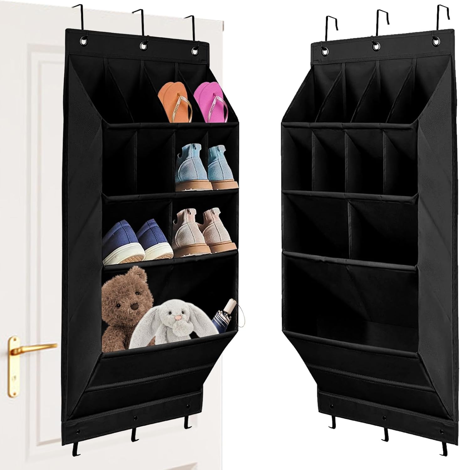 Qivine 2Pcs Over Door Shoe Organizer, Hanging Shoe Organizer with 11 ...