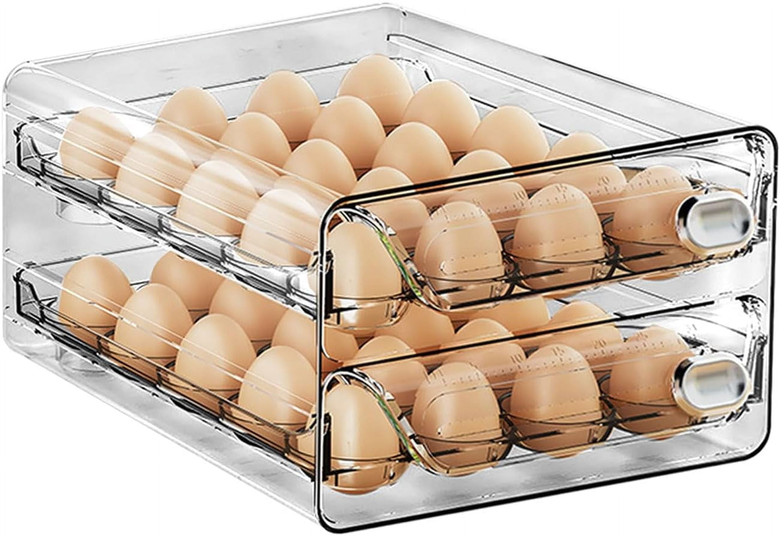 Qivine 40 Egg Holder for Fridge, Eggs Clear Drawer Organizer Egg Holder ...
