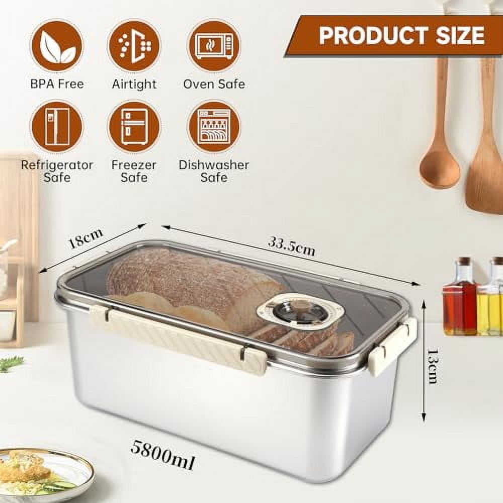 Qivine Bread Box for Kitchen Countertop, Time Recording Bread Box ...