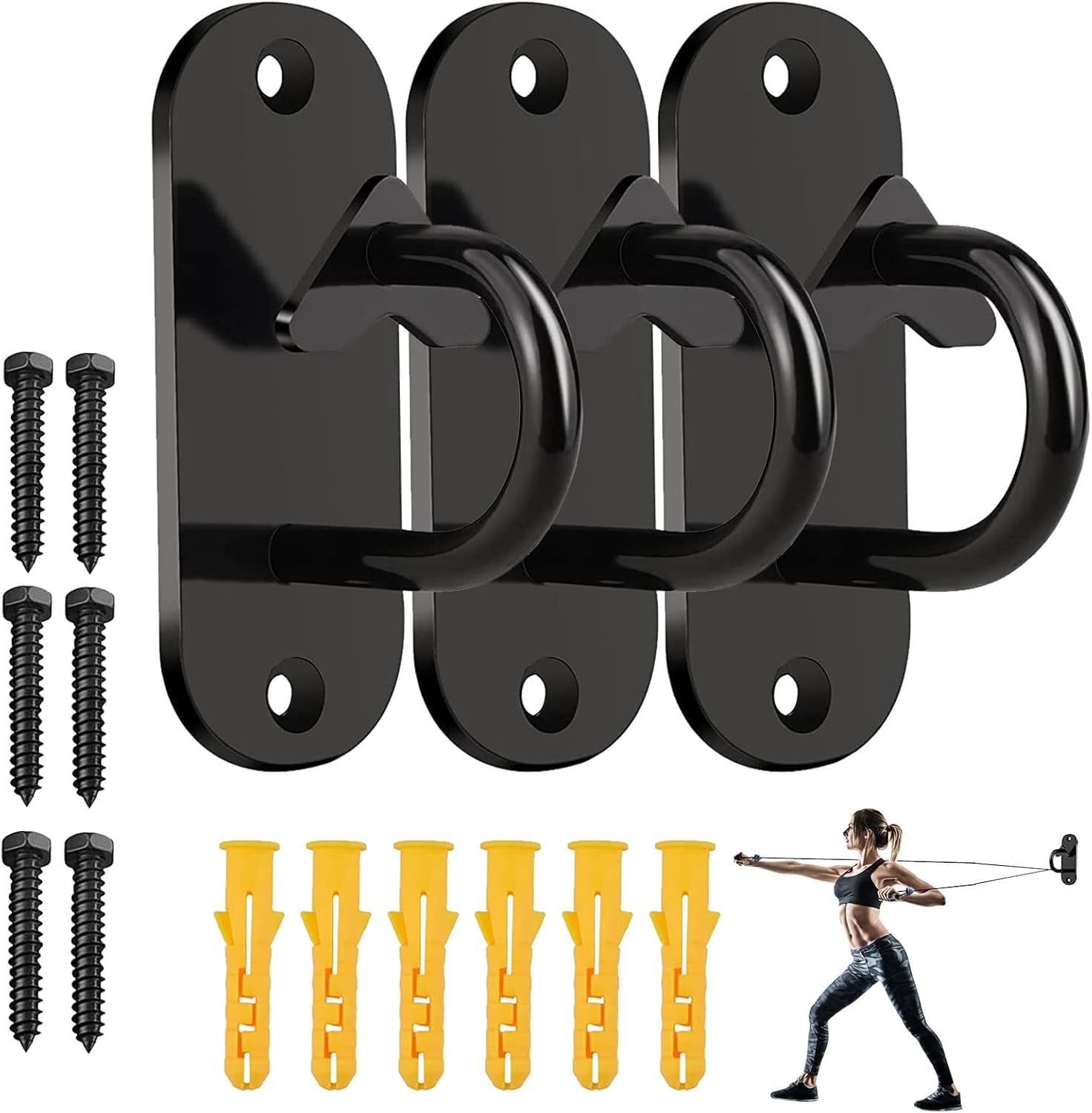 Qivine Resistance Band Wall Anchor, 3Pcs Resistance Band Anchor ...