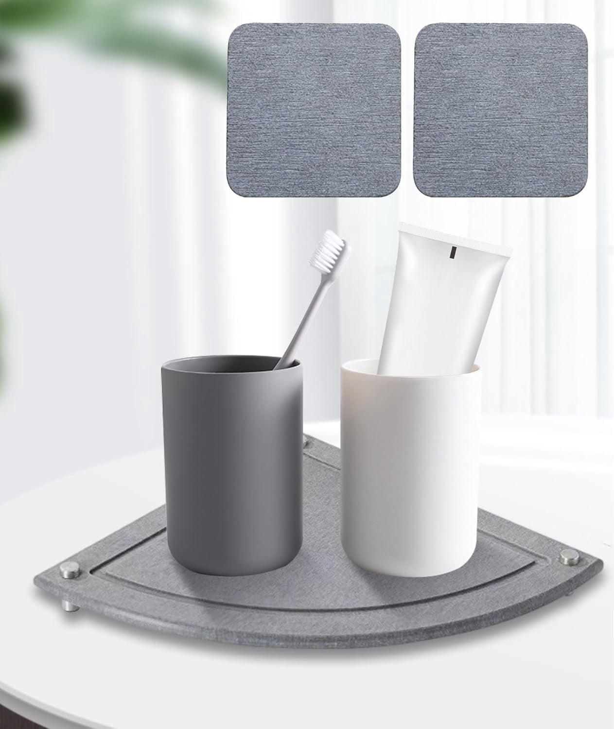 Qivine Stone Drying Tray for Kitchen Counter, Corner Fast Drying ...