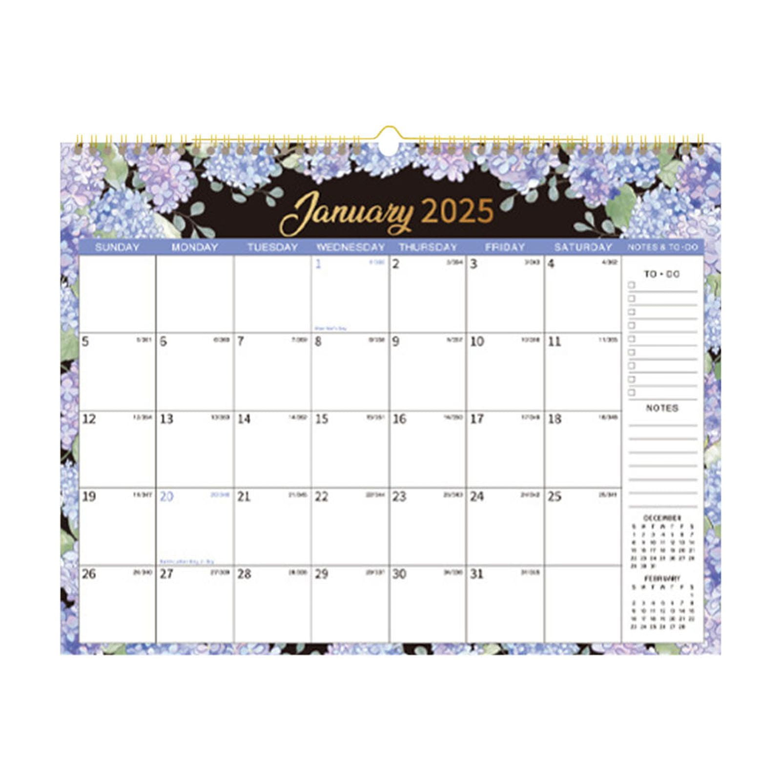 Qiweii 2025 English Wall Calendar and Planner，Yearly Schedule and ...