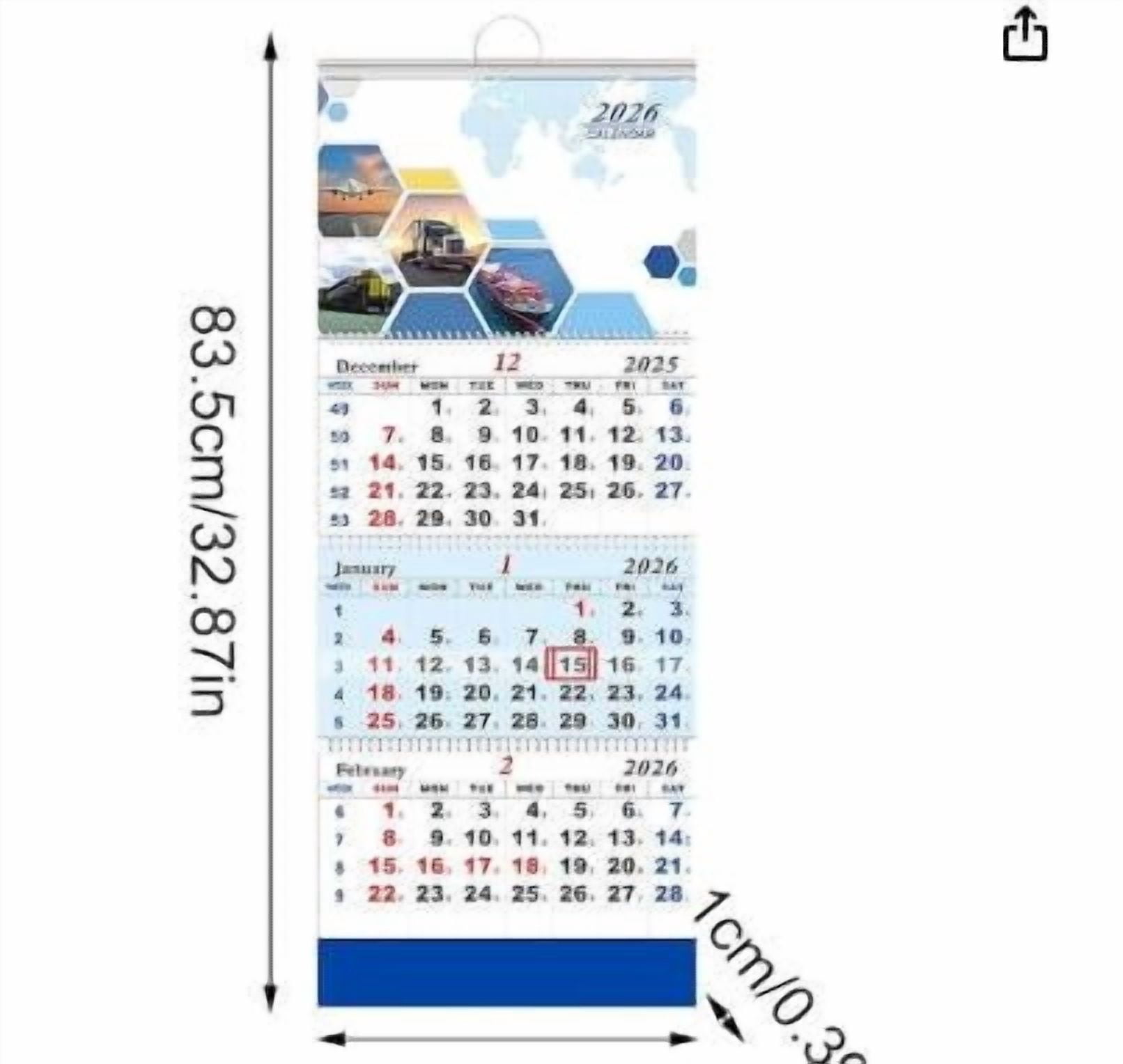 Qiweii 2026 Shipping Calendar，Practical Wall Calendar for Office Home ...