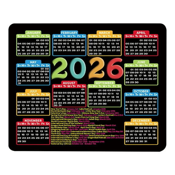 Qiweii 2026 Year Of The Horse Calendar Mouse Pad，Themed Non Slip Desk ...