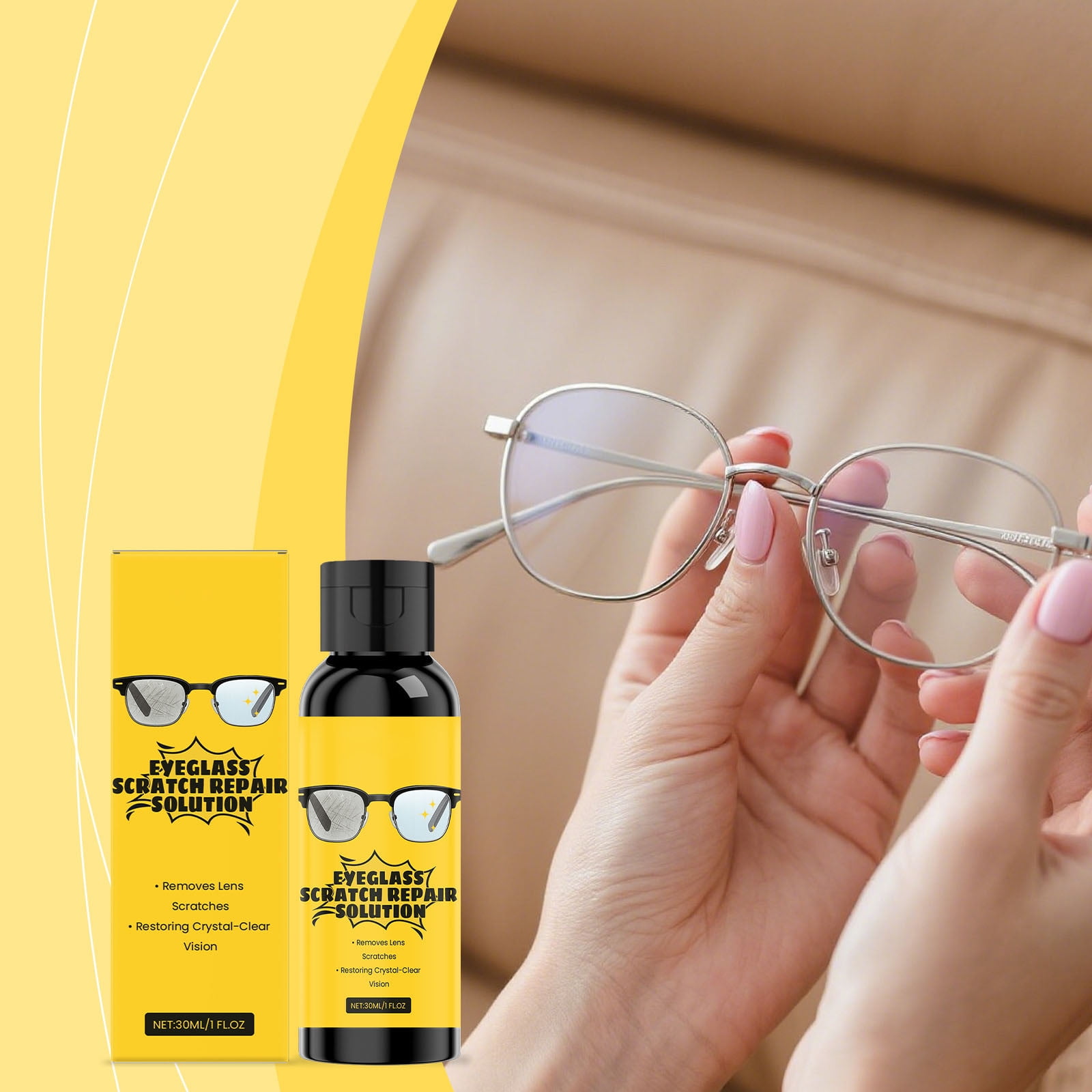 Qiweii 30ml Lens Cleaning Solution, Gentle formula for Eyeglasses ...