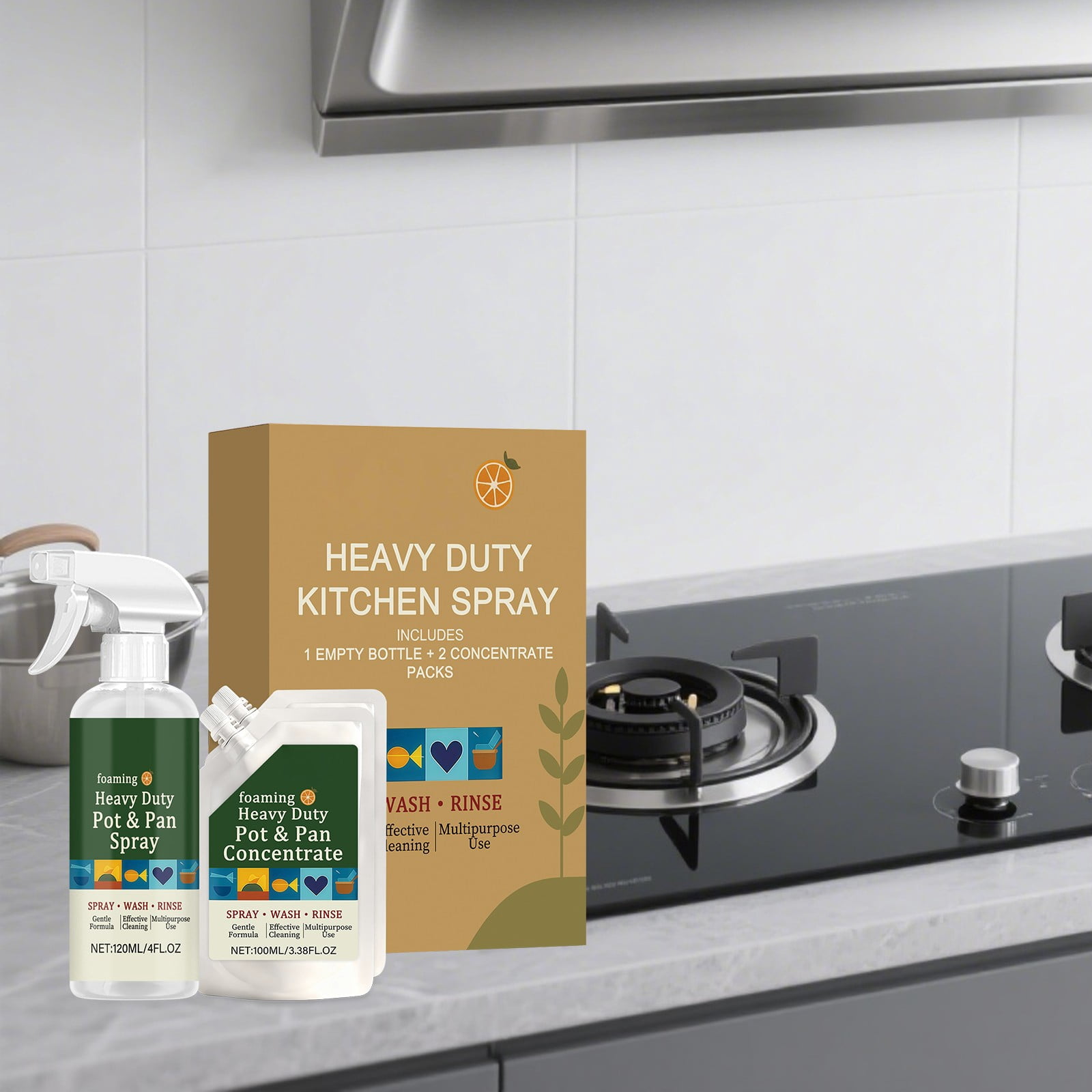 Qiweii 4.2 Oz Powerful Kitchen Cleaning Spray All Purpose Degreaser ...