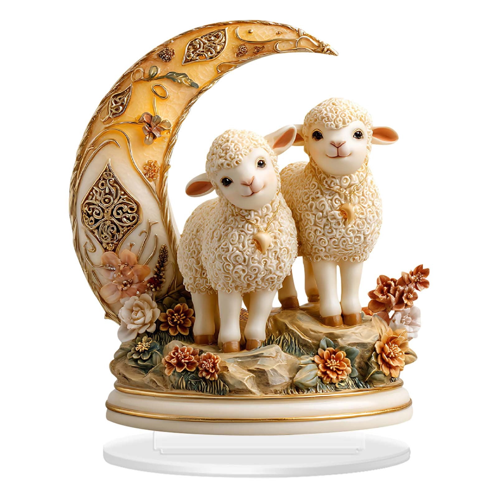 Qiweii 4 Piece Sheep Themed 2D Decor Set，Adorable Tabletop Figurine ...