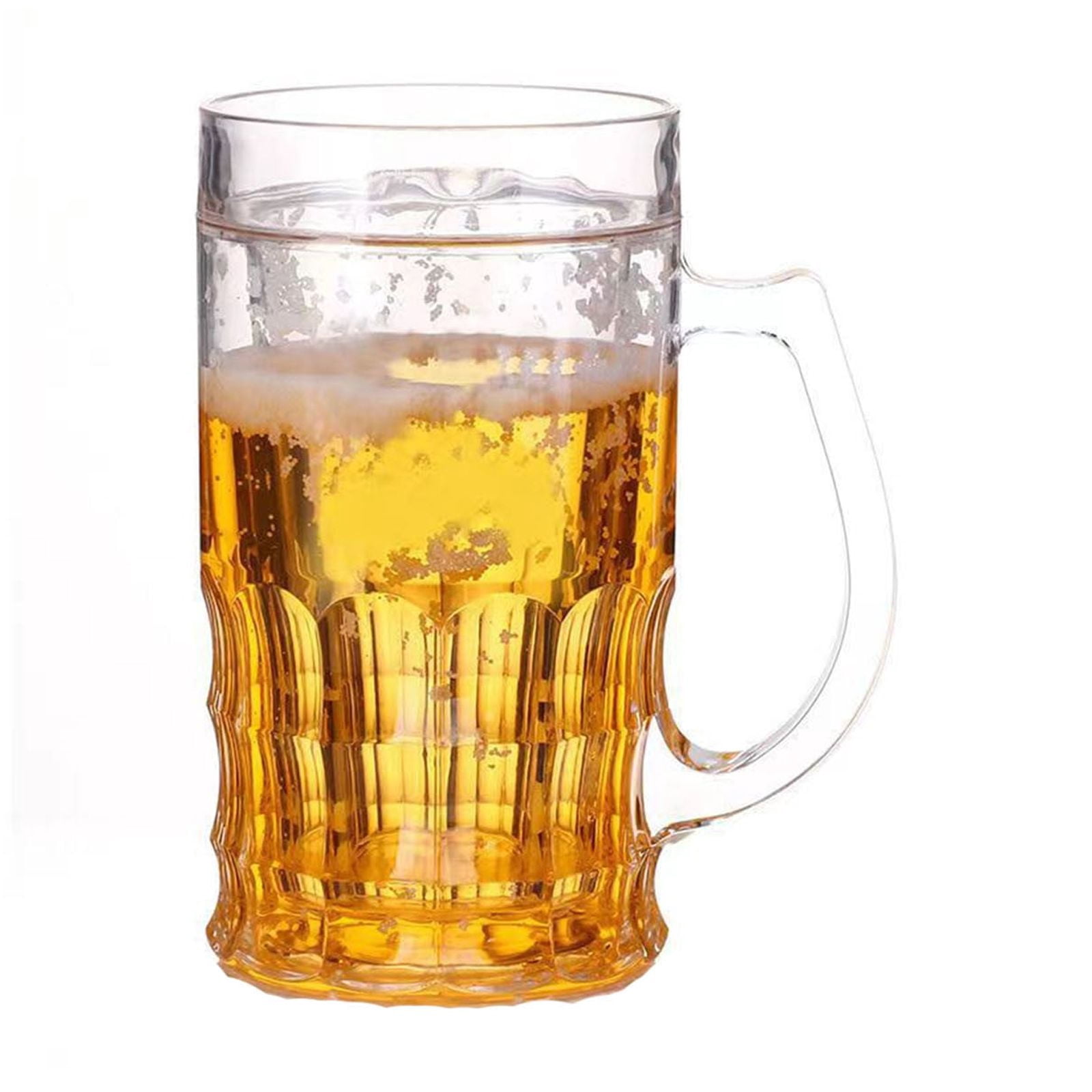 Qiweii 420ml Double Wall Insulated Beer Mug with Handle, Fake Layer ...