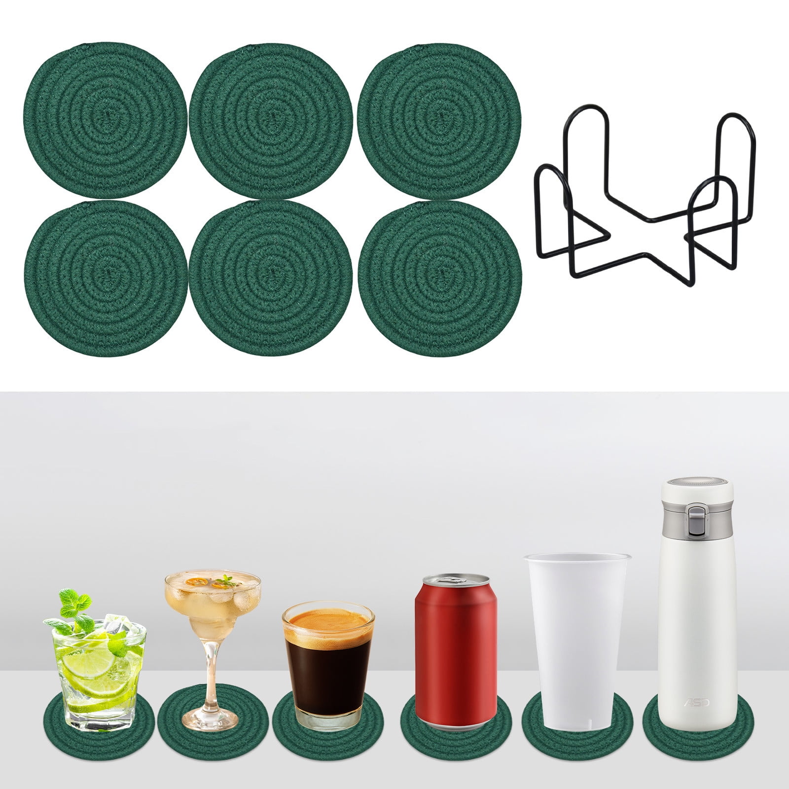 Qiweii 6 Pc Woven Round Non Slip Antiscald Gauze Placemat Set, with ...