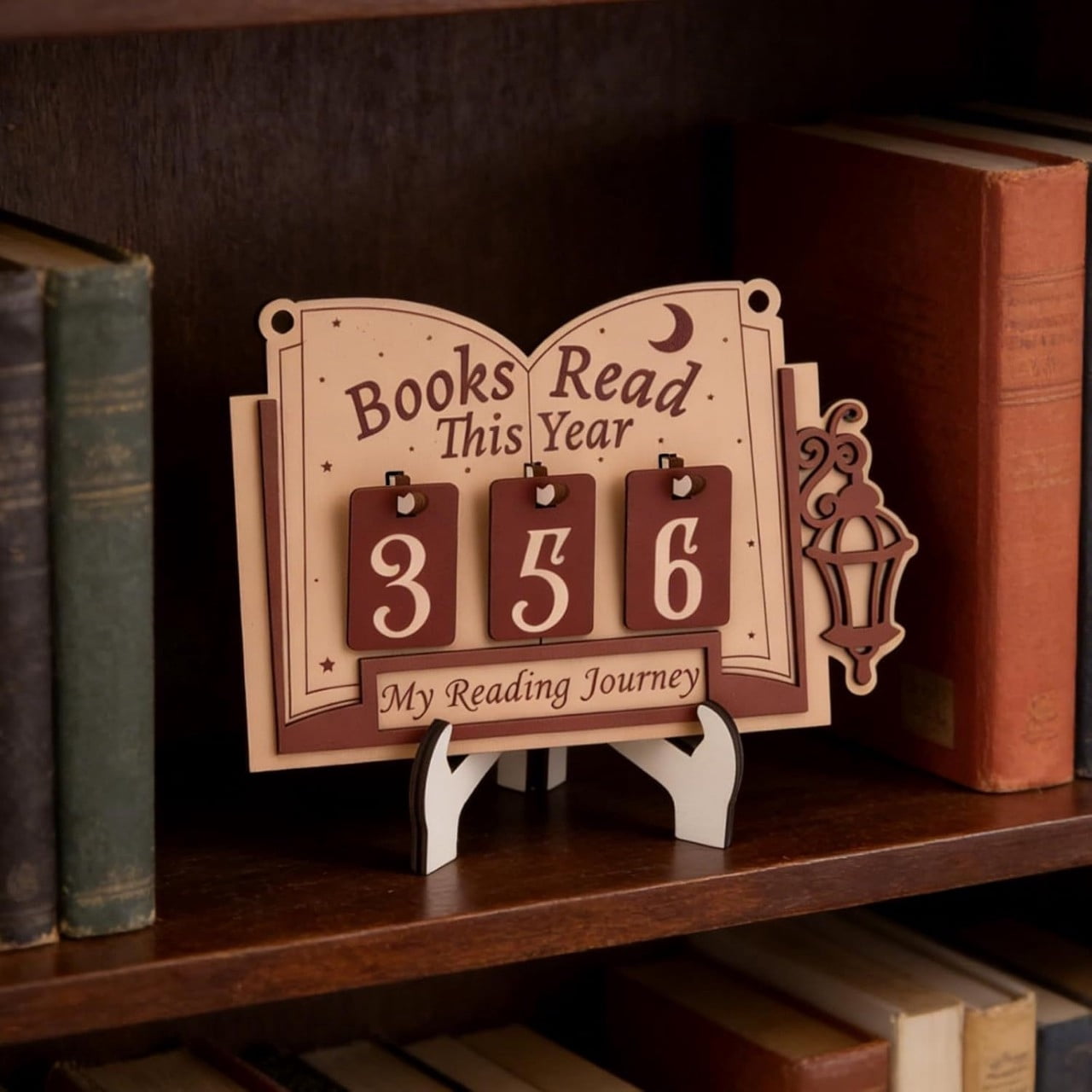 Qiweii Annual Reading Counter Wooden Bookshelf，Practical Shelf for Book ...