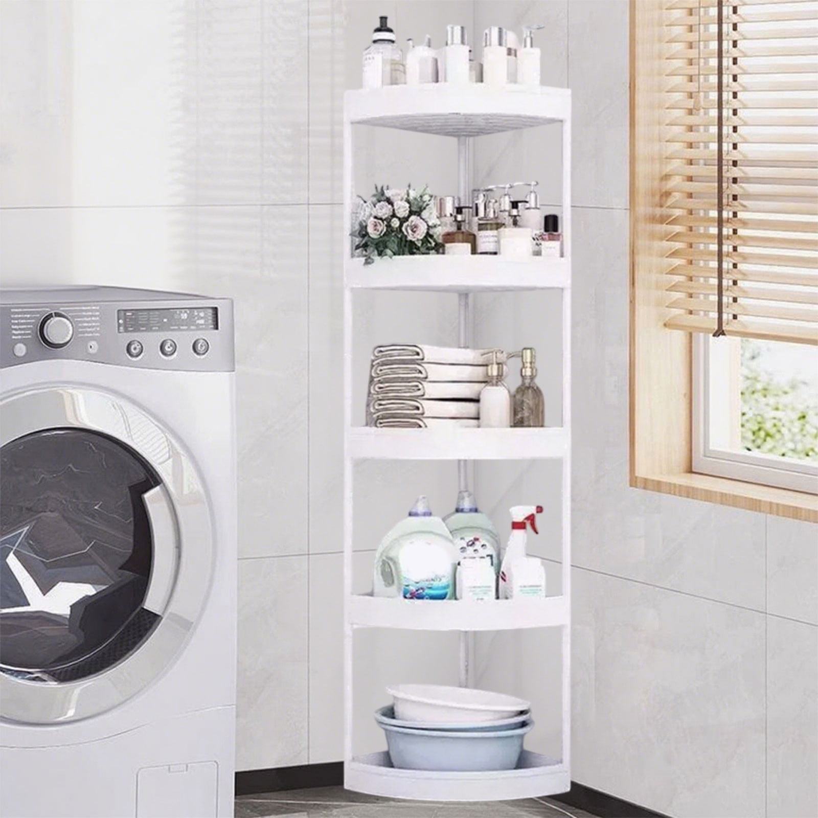 Qiweii Bathroom Standing Shelf, 5 Tier Open Floor Shelves, Free ...