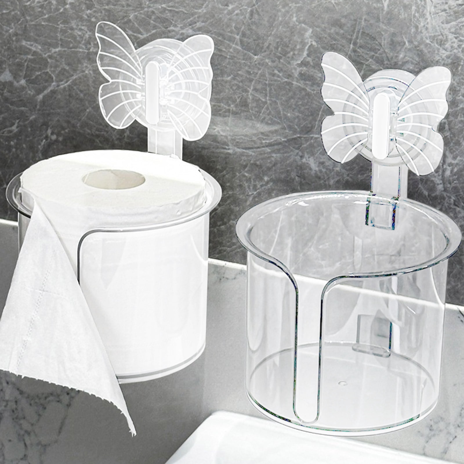 Qiweii Butterflys Suction Cup Bathroom Toilet Paper Box Drawer Paper ...