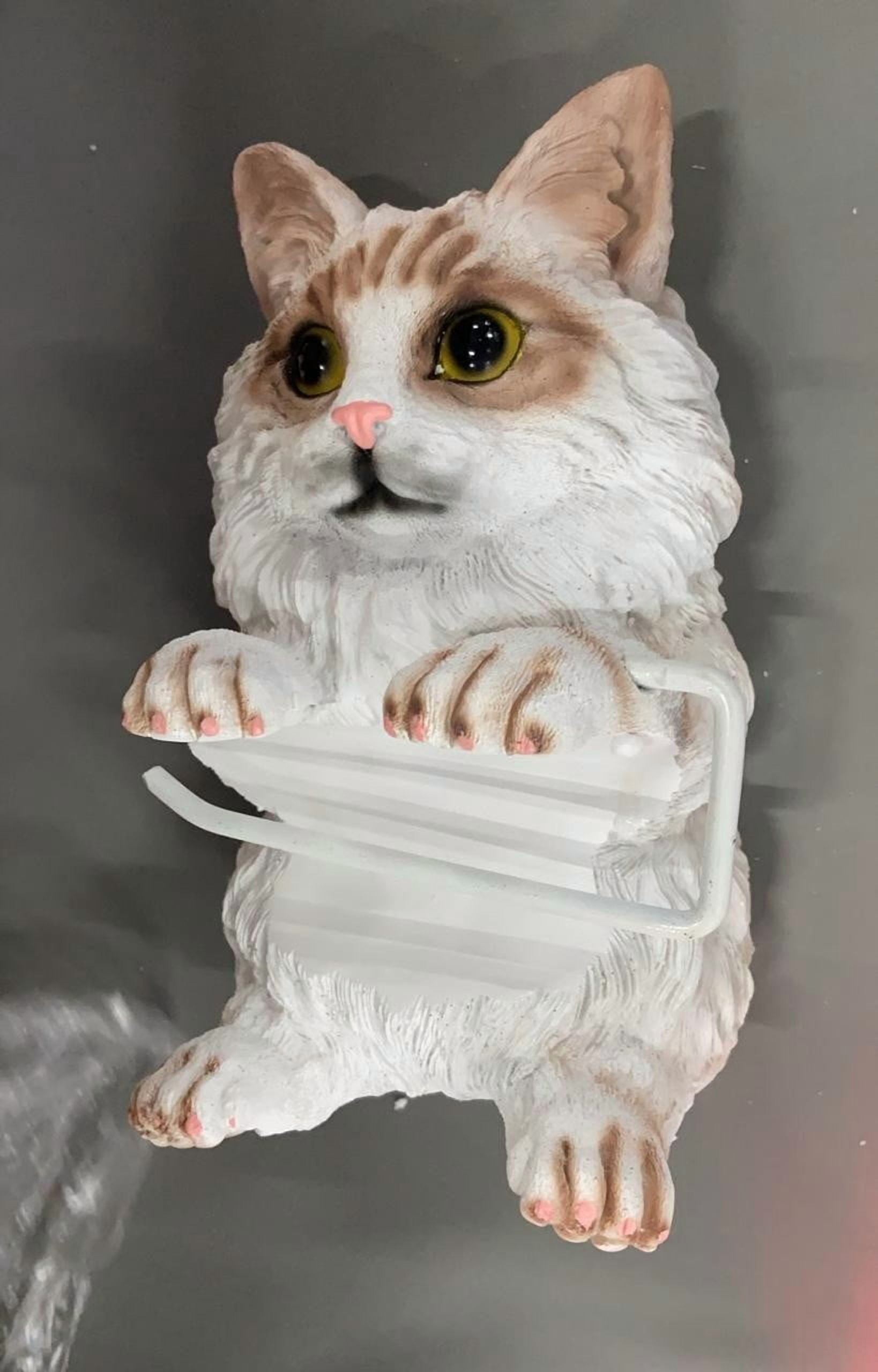 Qiweii Cat Toilet Roll Holder, Cute 3D Cat Paper Towel Holder,Resin ...