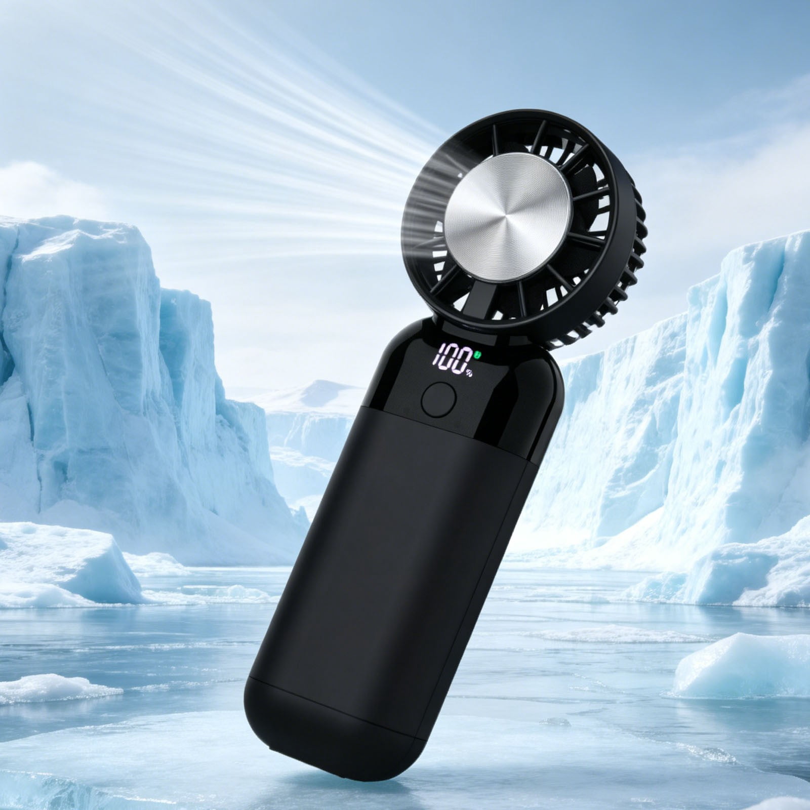 Qiweii Digital Display Mini Handheld Fan USB Portable 3-Speed Turbine ...