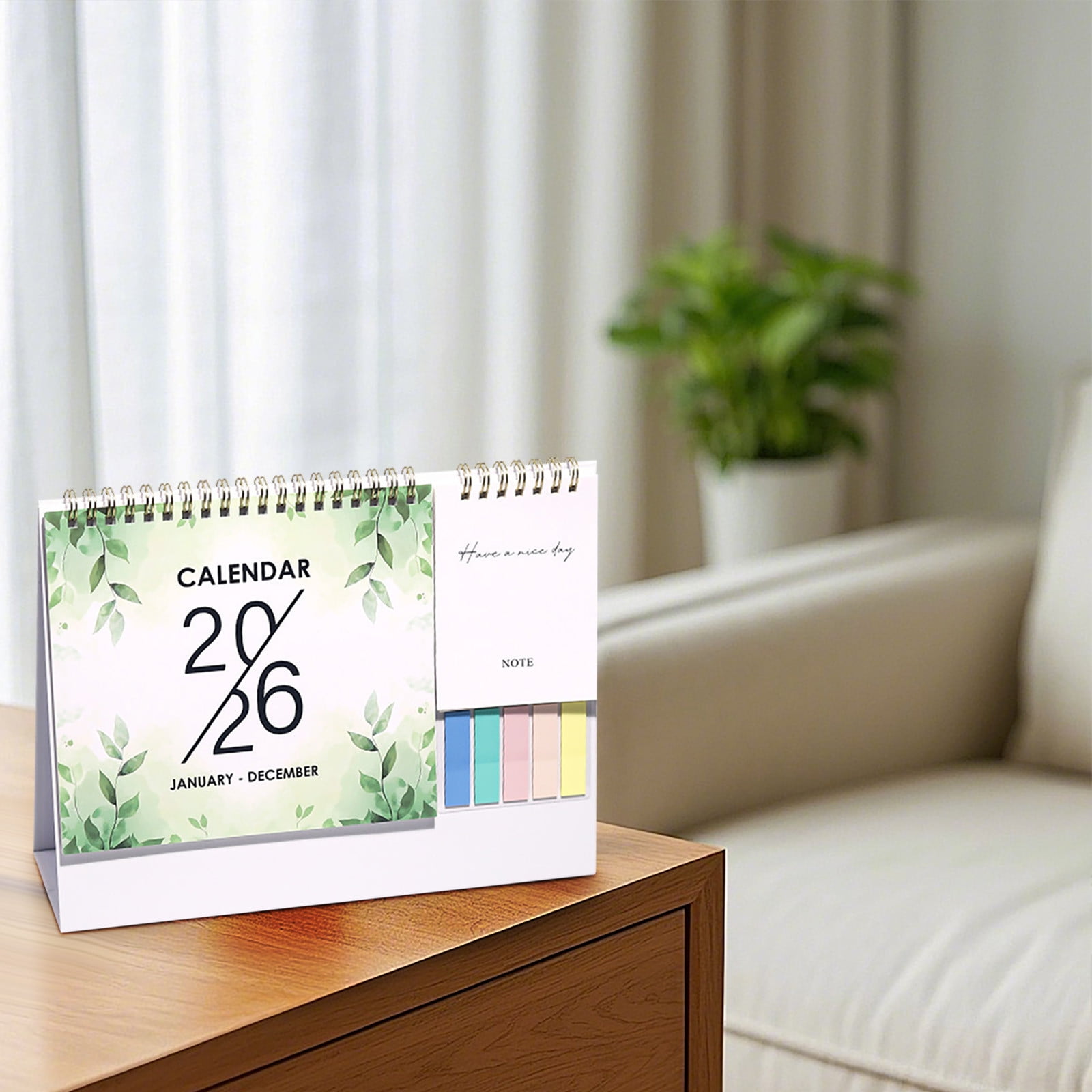 Qiweii Office Desktop Calendar 2026 English Clock In Multi Functional ...