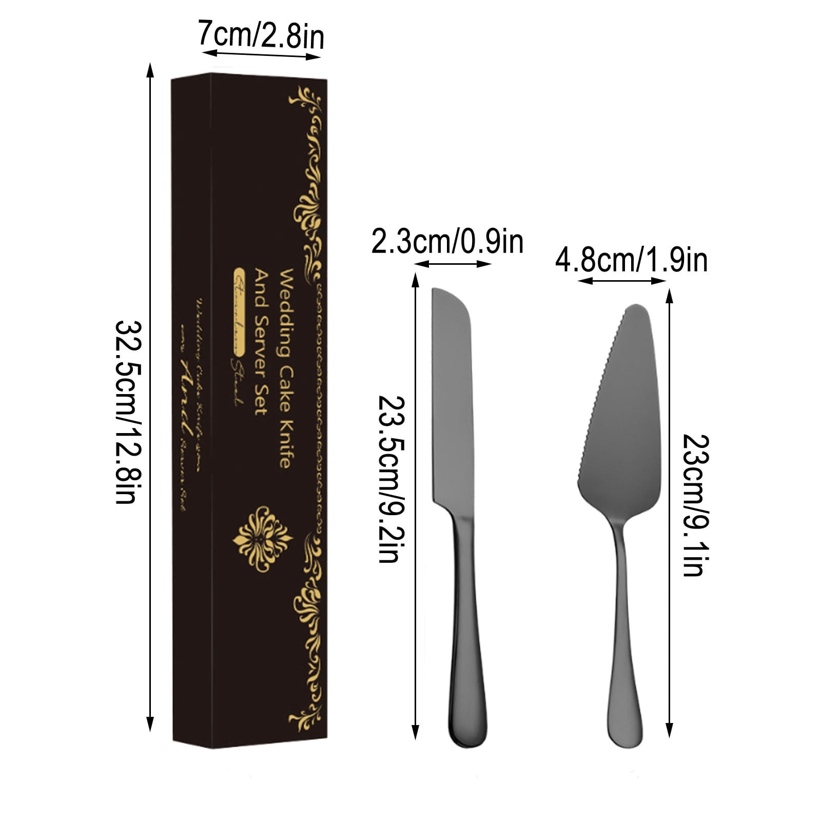 Qiweii Plated Stainless Steel Bread Knife Cake Pizza Spatula Set，Long ...