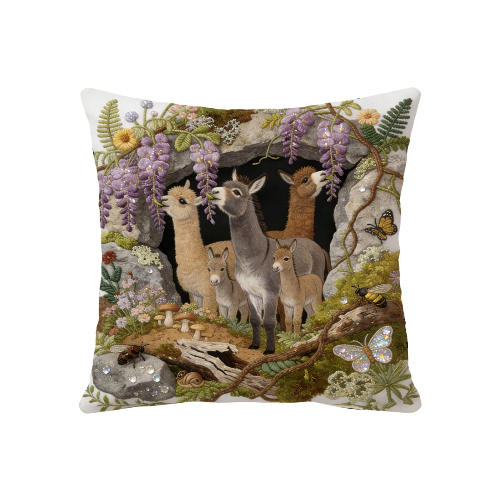 Qiweii Premium 2D Printed Faux Embroidery Pillow Cover，Dual Side Design ...