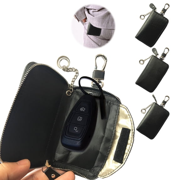 Qiweii Retro RFID Shielding Faraday Bag，Anti-theft Car Key Storage ...